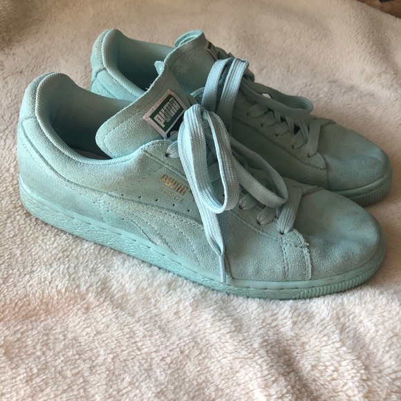 Puma | Shoes | Puma Suede Light Blue Sneakers Good Cond Sz | Poshmark